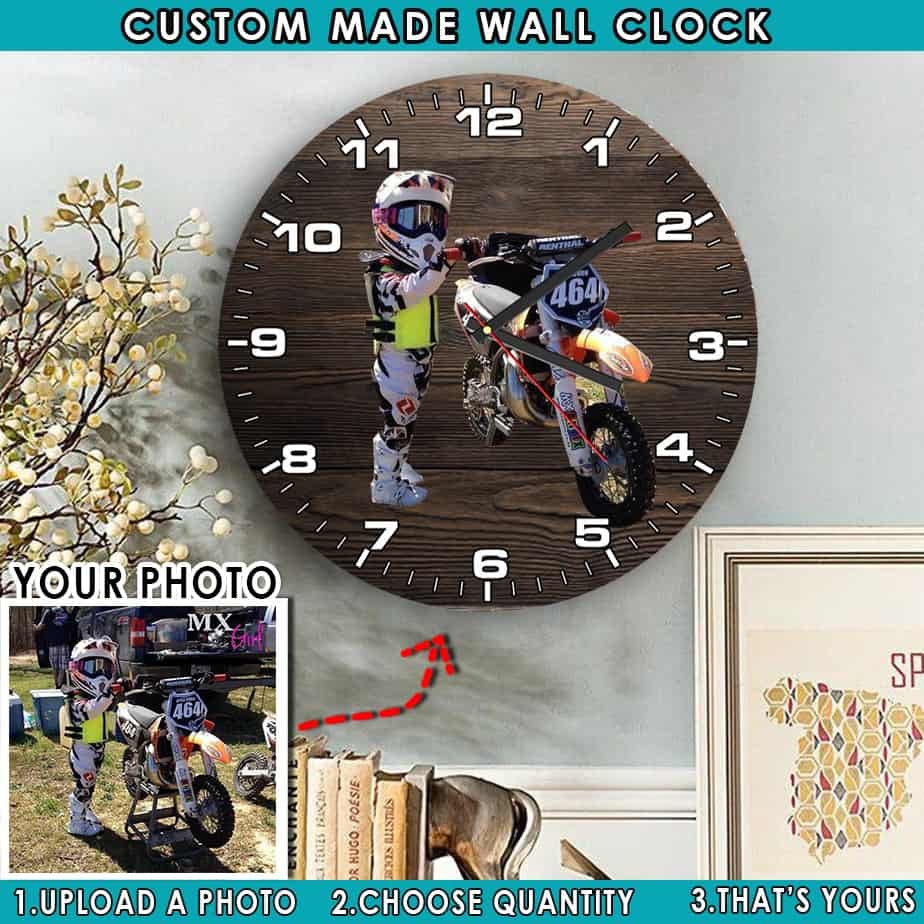 Personalized Photo ATV Quads Wall Clock, Wooden round clock, Quads home ...