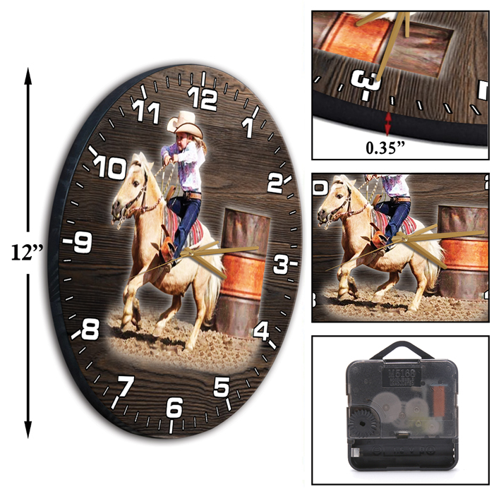 Personalized Photo Barrel Racing Wooden Wall Clock – Kool-Kool
