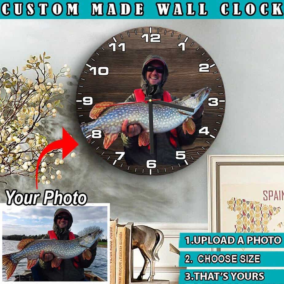 Personalized Photo Fishing Wooden Wall Clock – Kool-Kool