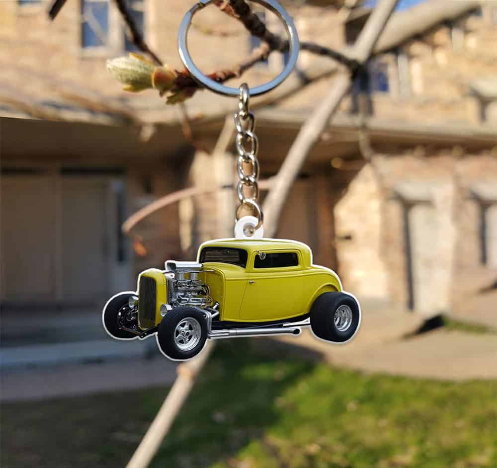 Hot Rod, Rat Rod, Personalized Keychain, custom photo Hot Rod keychain ...