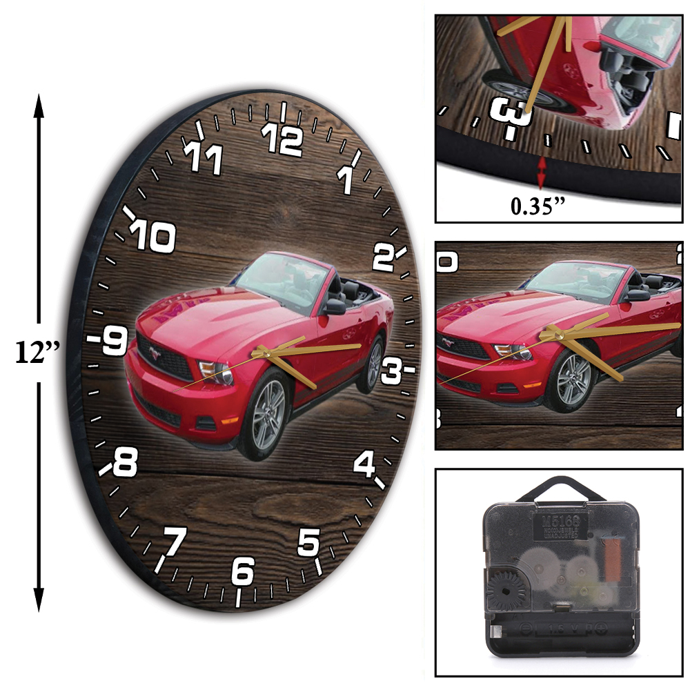 Personalized Custom Photo Muscle Car Mustang Wooden Wall Clock – Kool-Kool