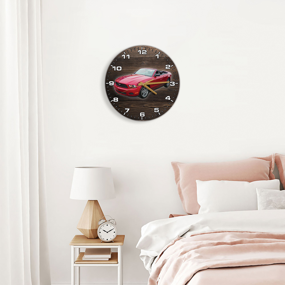 Personalized Photo Muscle Car Mustang Wooden Wall Clock – Kool-Kool