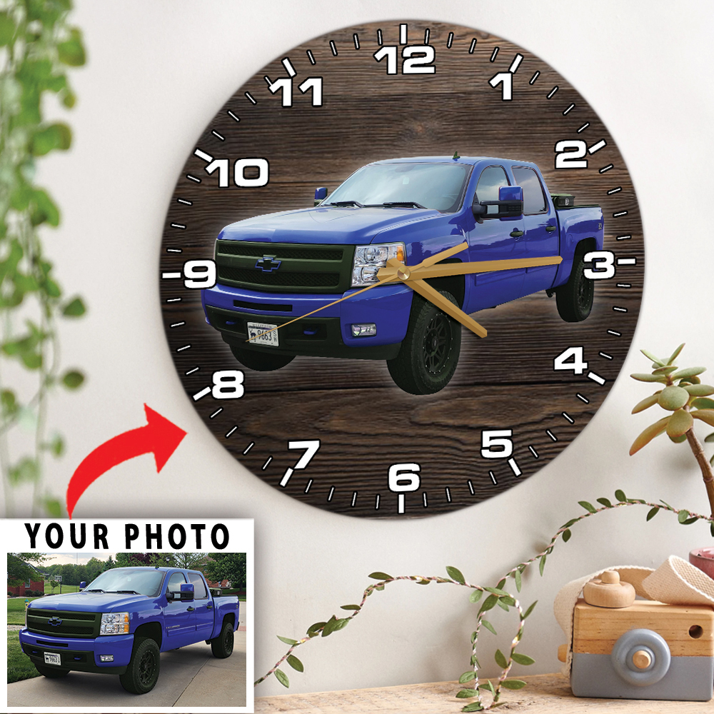 Personalized Photo Muscle Car Mustang Wooden Wall Clock – Kool-Kool