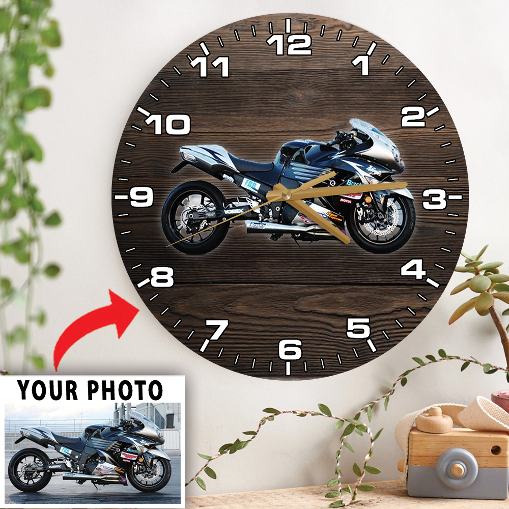 Personalized Photo Motorcycle Drag Racing Wooden Wall Clock – Kool-Kool