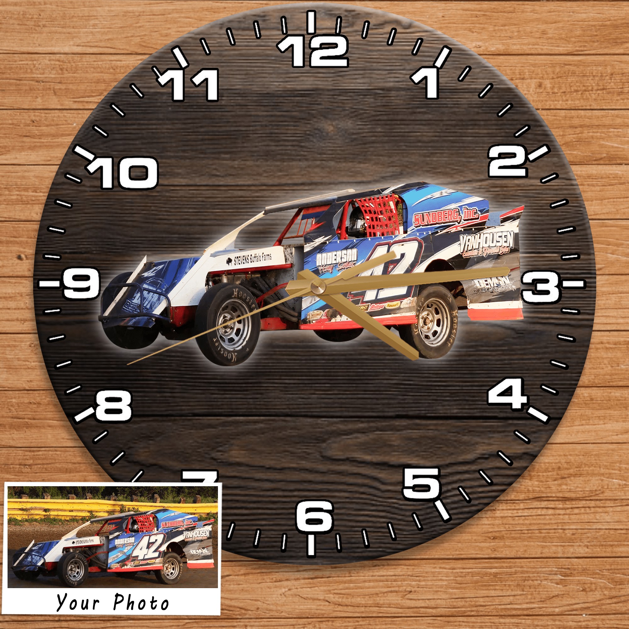 Personalized Photo Dirt Track Racing Wooden Wall Clock – Kool-Kool