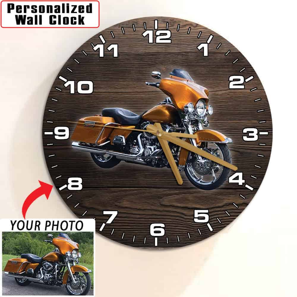 Motorcycle Personalized Wooden Wall Clock, Motorcycle custom photo wall ...