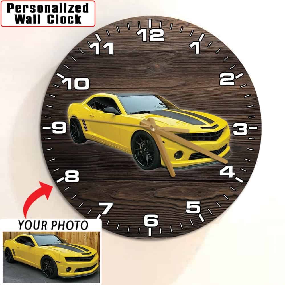 Personalized Photo Hot Rod Wall Clock, 12” Wooden, Hot Rod decor, Hot ...