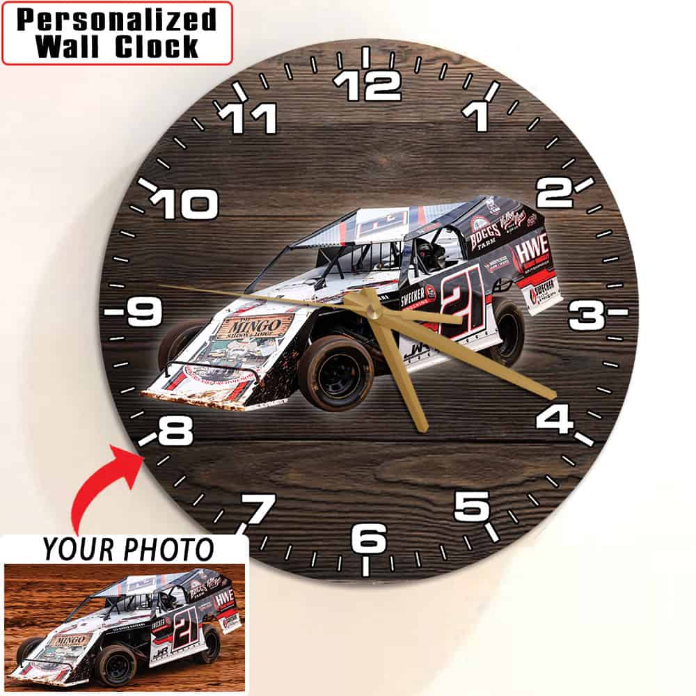 Personalized Photo Dirt Track Racing Wooden Wall Clock – Kool-Kool
