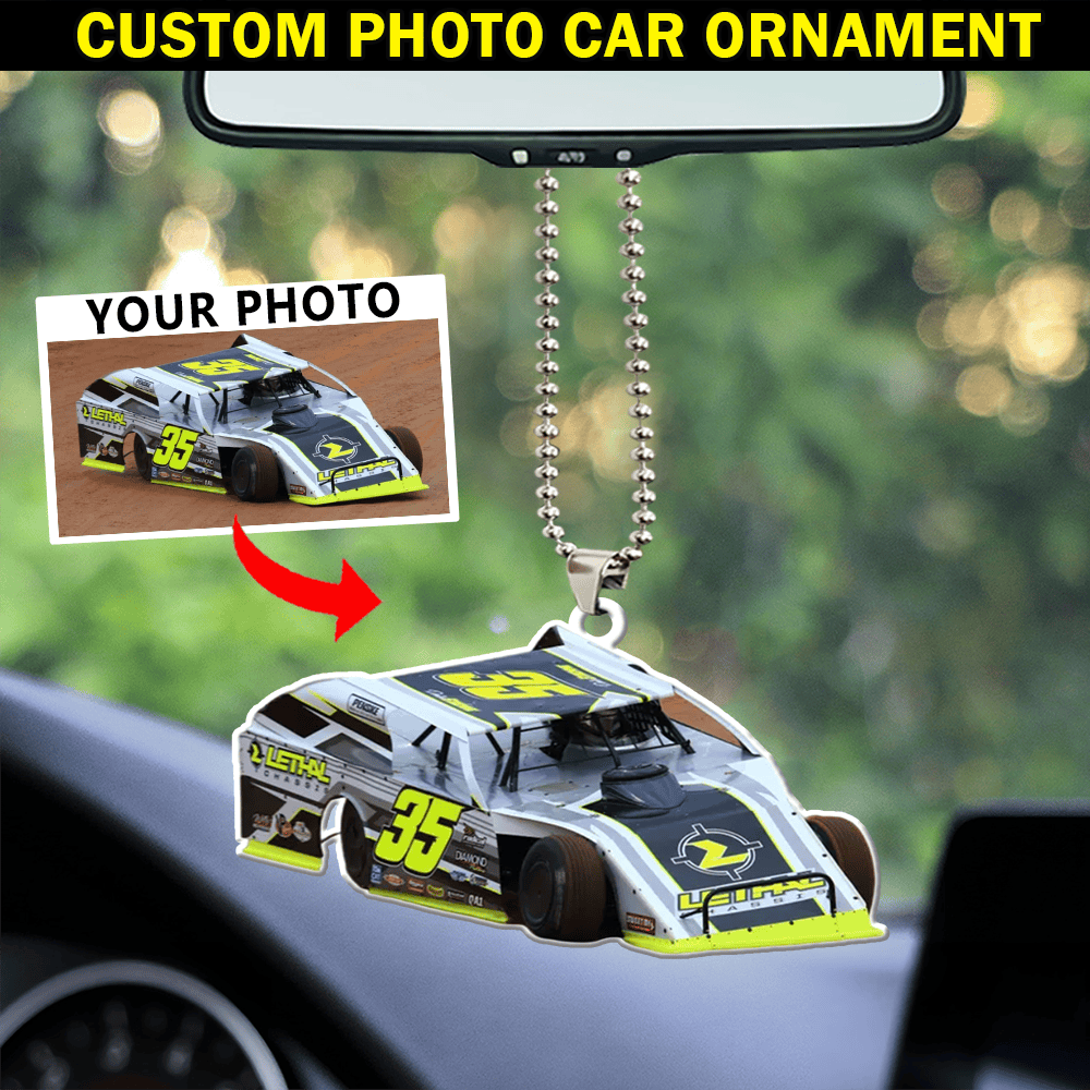 Personalized Photo Dirt Track Racing Car Hanging Ornament, Car Decor ...