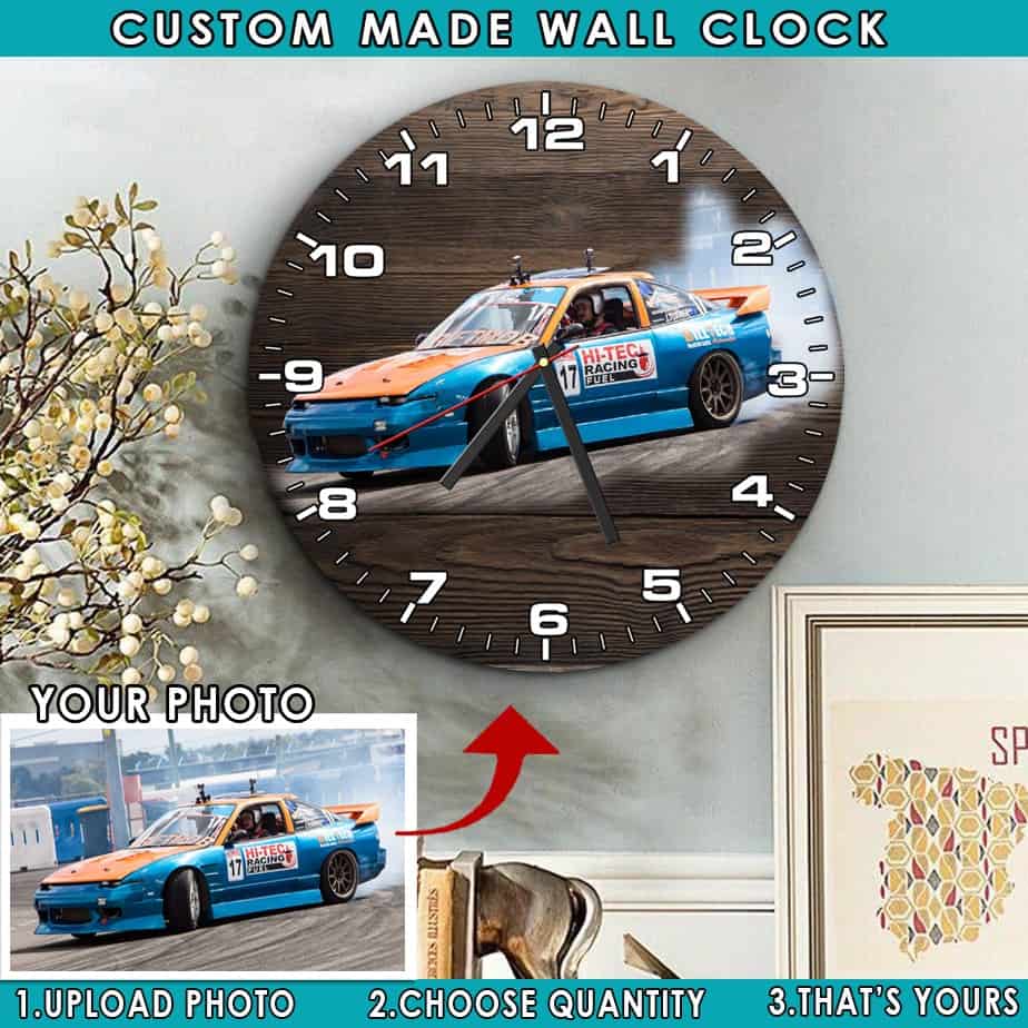Personalized Photo Japanese Car Wall Clock, 12” Wooden, Japanese Car ...