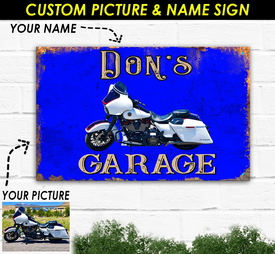 Personalized Picture and Name Motorcycle Printed Metal Sign (Gara ...