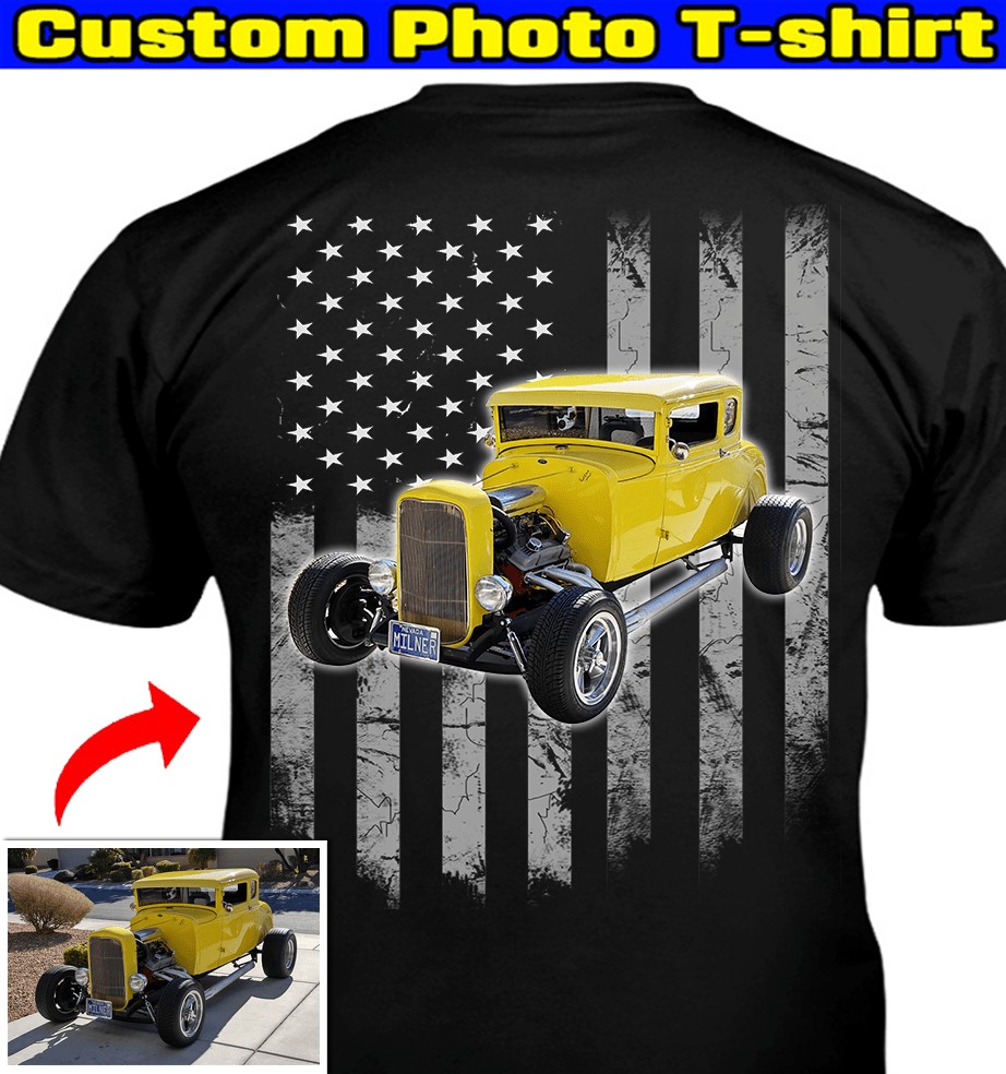 Custom Photo Car T-shirt, Gift for Car Enthusiast Print on the back ...