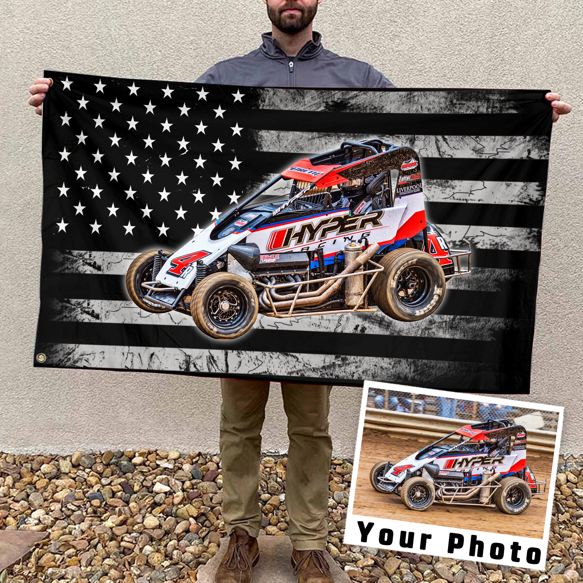Personalized Photo Dirt Track Racing American Flag – Kool-Kool