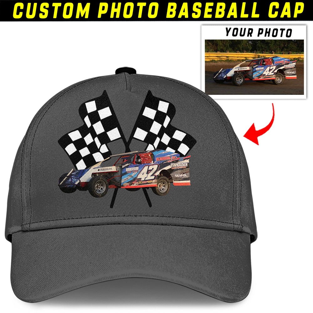 Personalized Photo Dirt Track Racing Baseball Cap (Checkered) – Kool-Kool