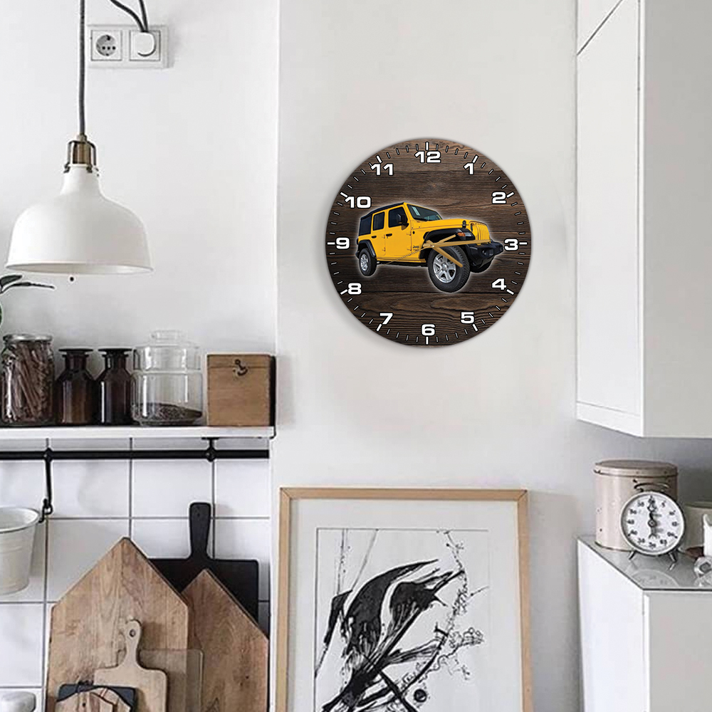 Personalized Photo Jeep Wooden Wall Clock, Custom Photo Jeep Garage ...
