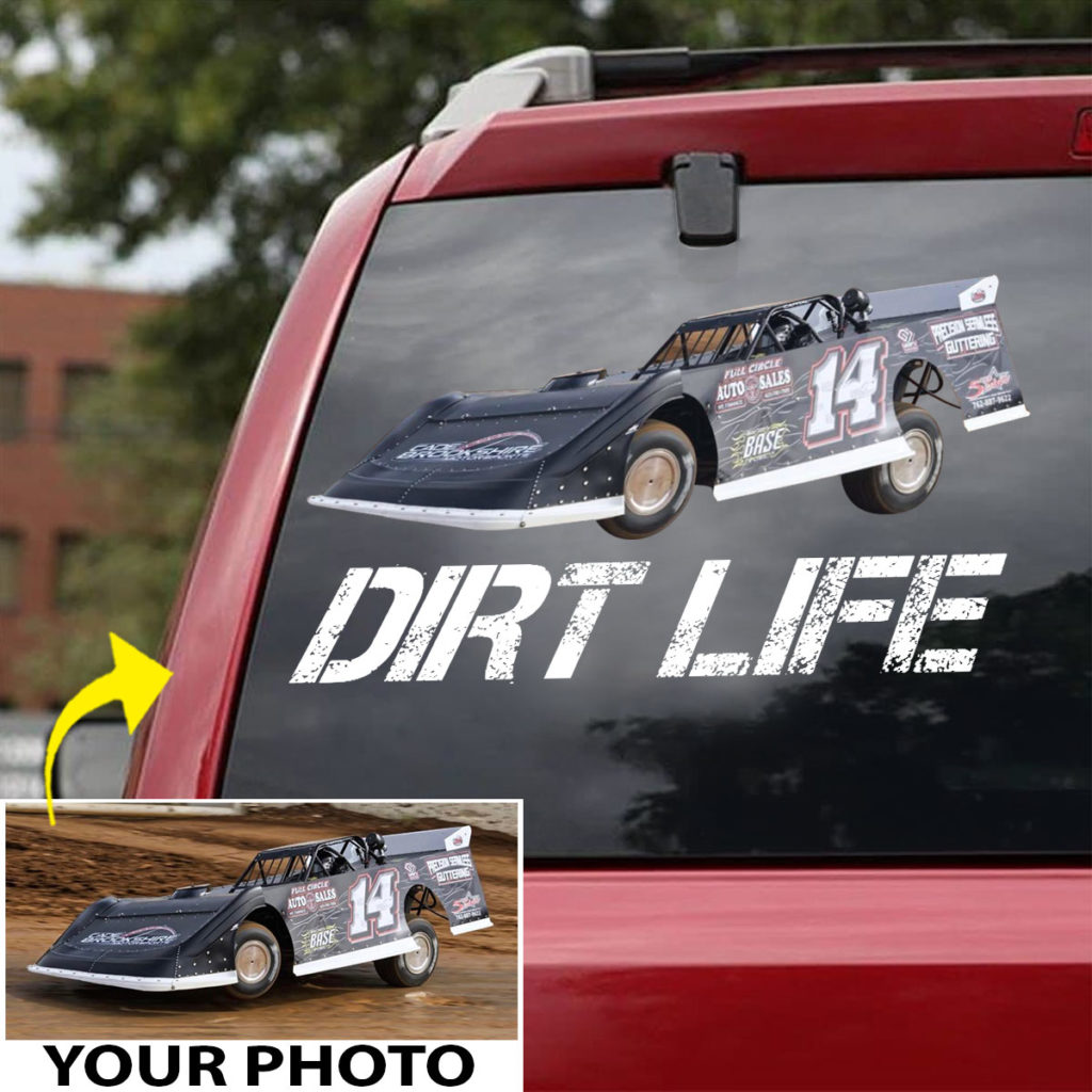 Dirt Track Racing Personalized Transparent Vinyl Car Decal (DIRTLIFE ...
