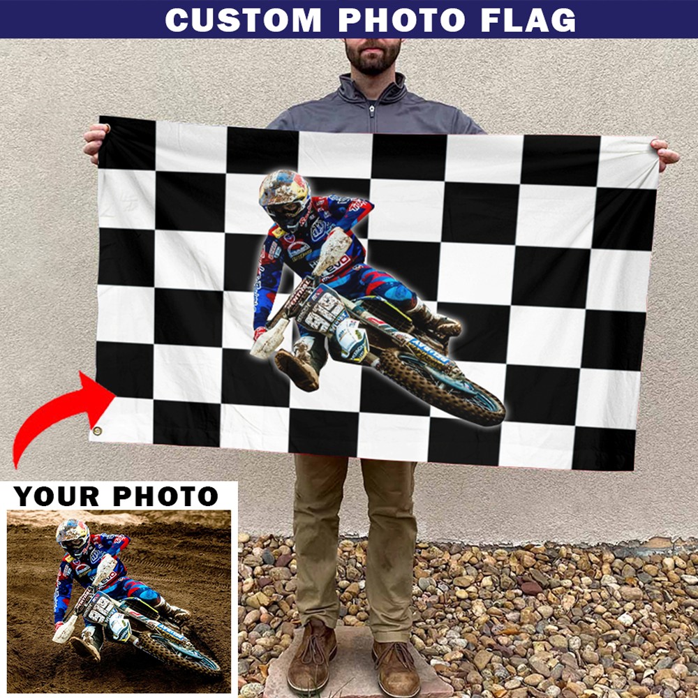 Motocross Personalized Photo Checkered Flag – Kool-Kool