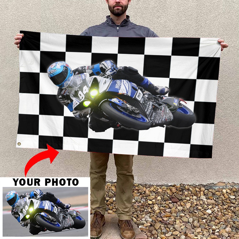 Biker Personalized Photo Checkered Flag – Kool-Kool