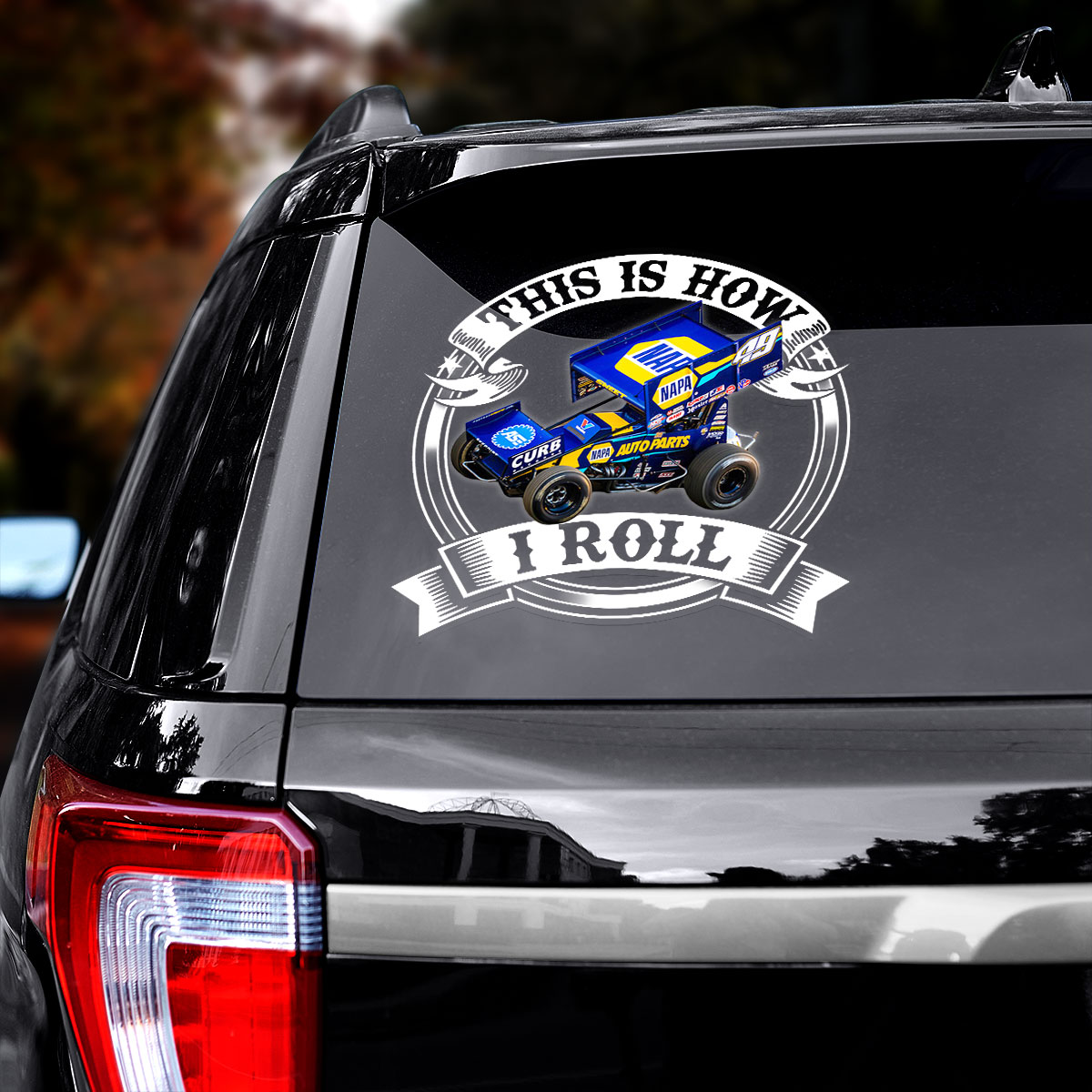 Dirt Track Racing Personalized Transparent Vinyl Car Decal (BK354 ...