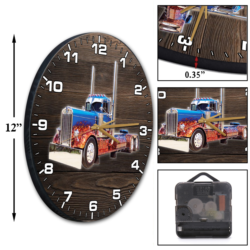 Big Truck, Trucker, Big Rigs Personalized Photo Wall Clock, 12” Wooden ...