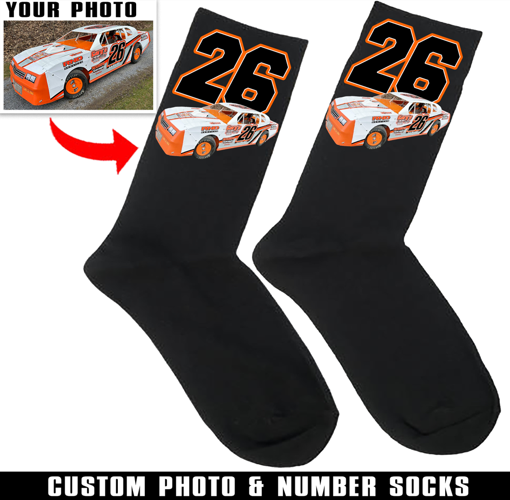 Dirt Track Racing Personalized Photo & Number Socks (BK311) – Kool-Kool