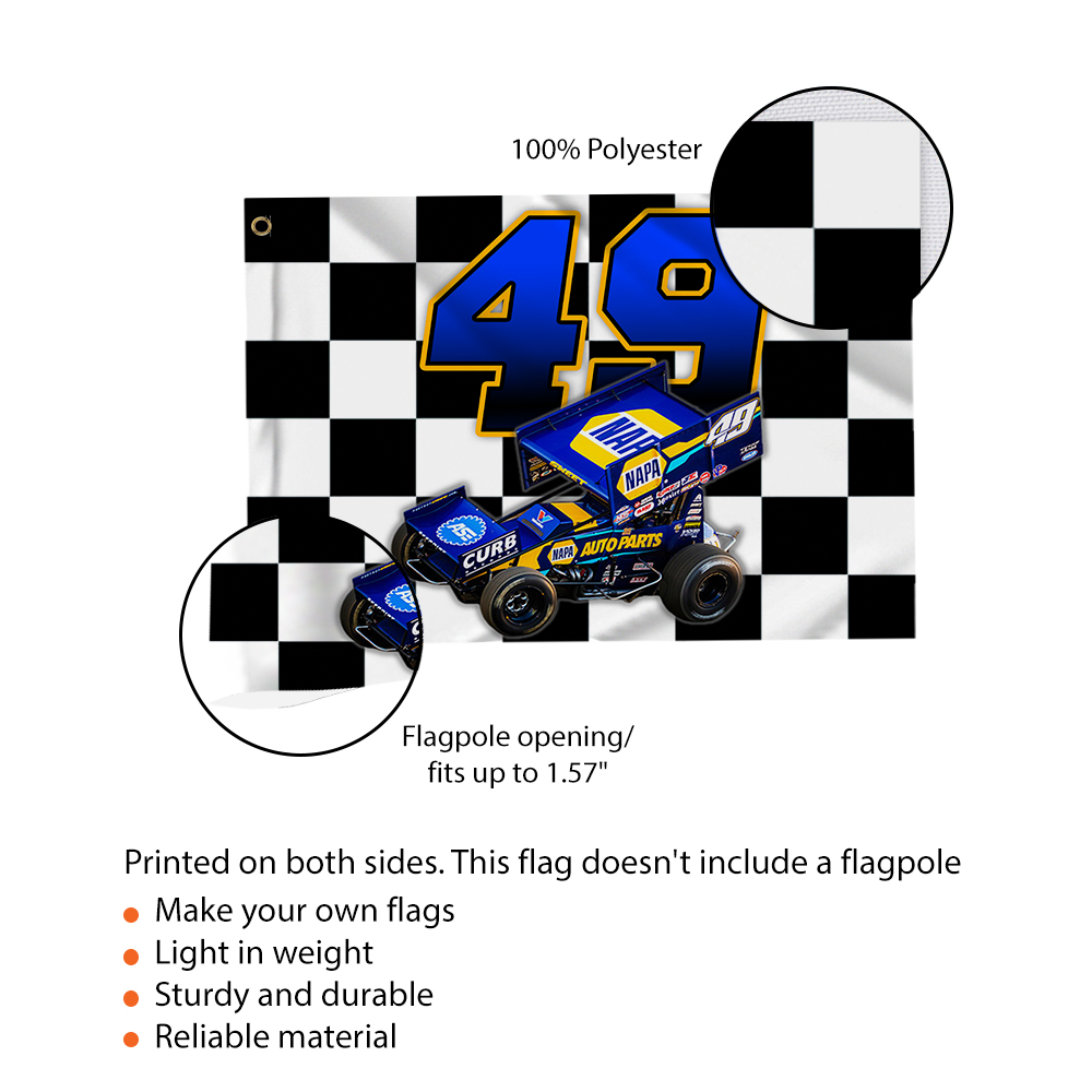 Dirt Track Racing Custom Photo & Number Checkered Flag (Checkered-BK311 ...