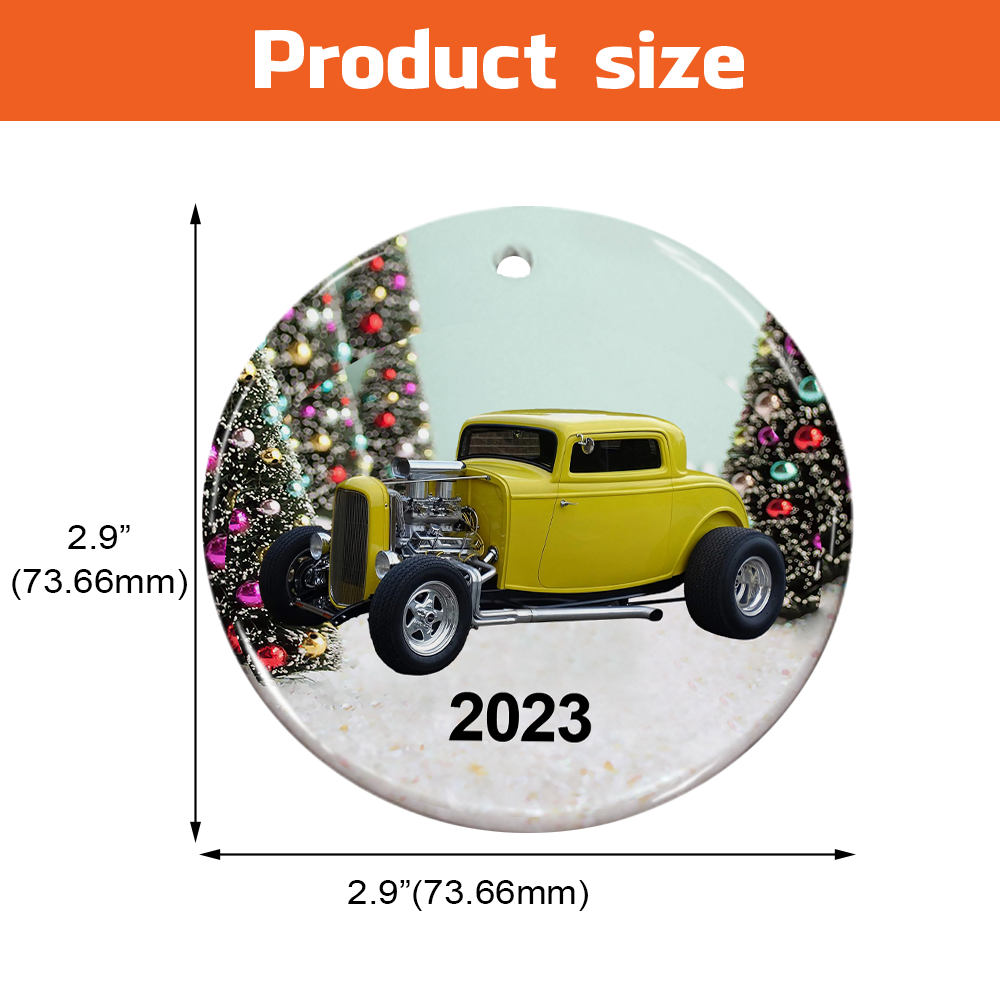 Personalized Photo Hot Rod Lovers Ceramic Ornament, Hot Rod Christmas ...
