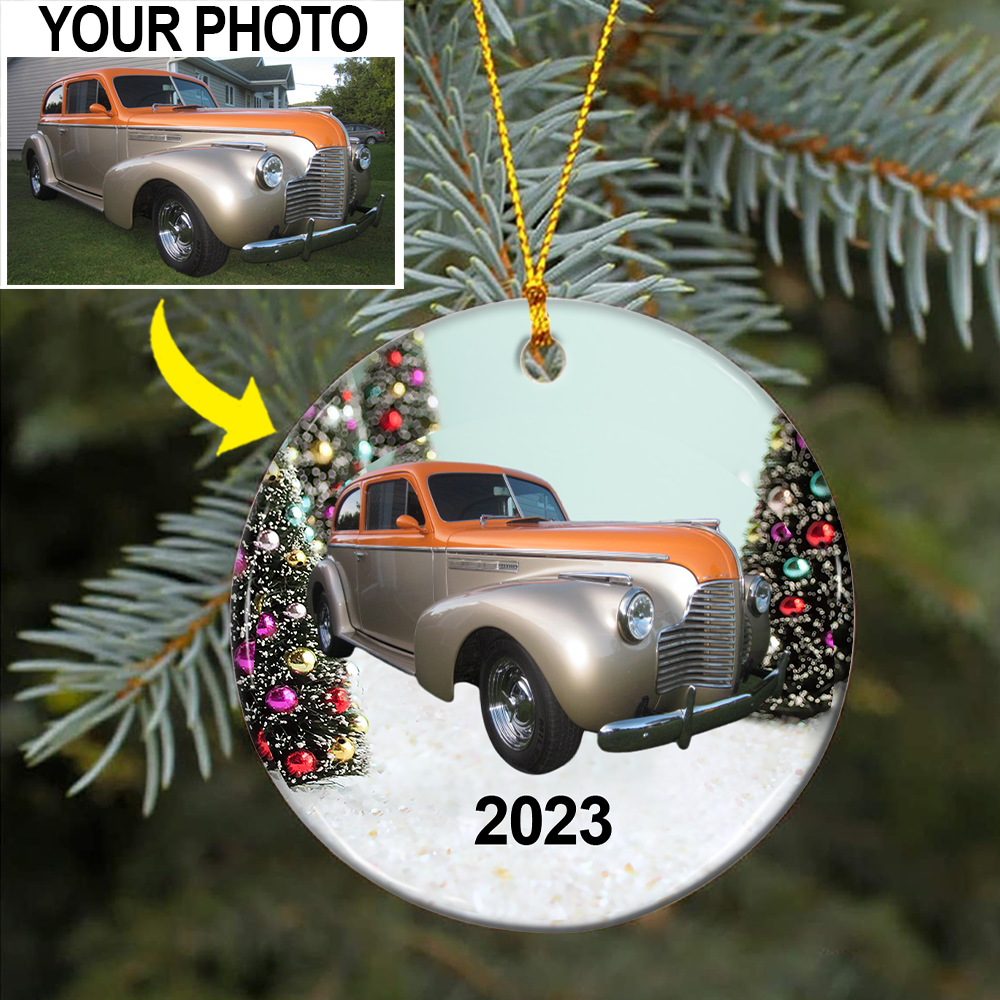 Personalized Photo Hot Rod Lovers Ceramic Ornament, Hot Rod Christmas ...