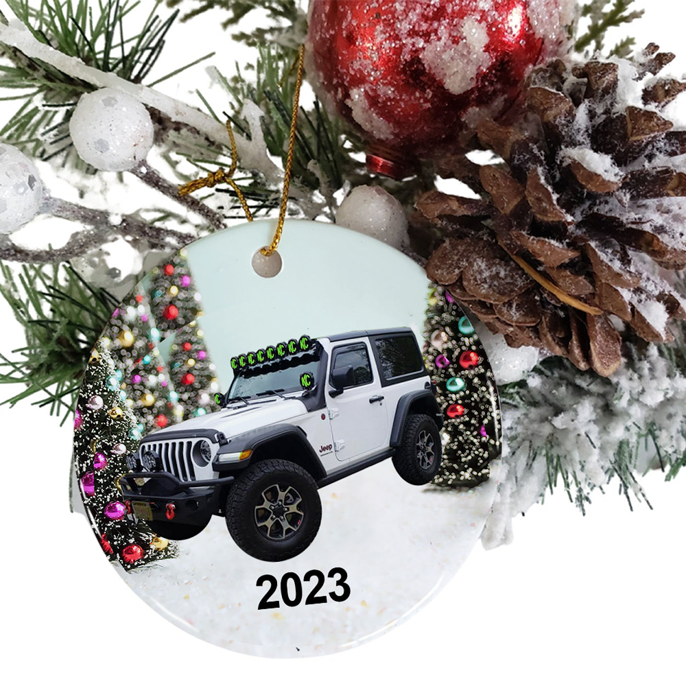 Personalized Photo Jeep Lovers Ceramic Ornament, Jeep Christmas tree ...