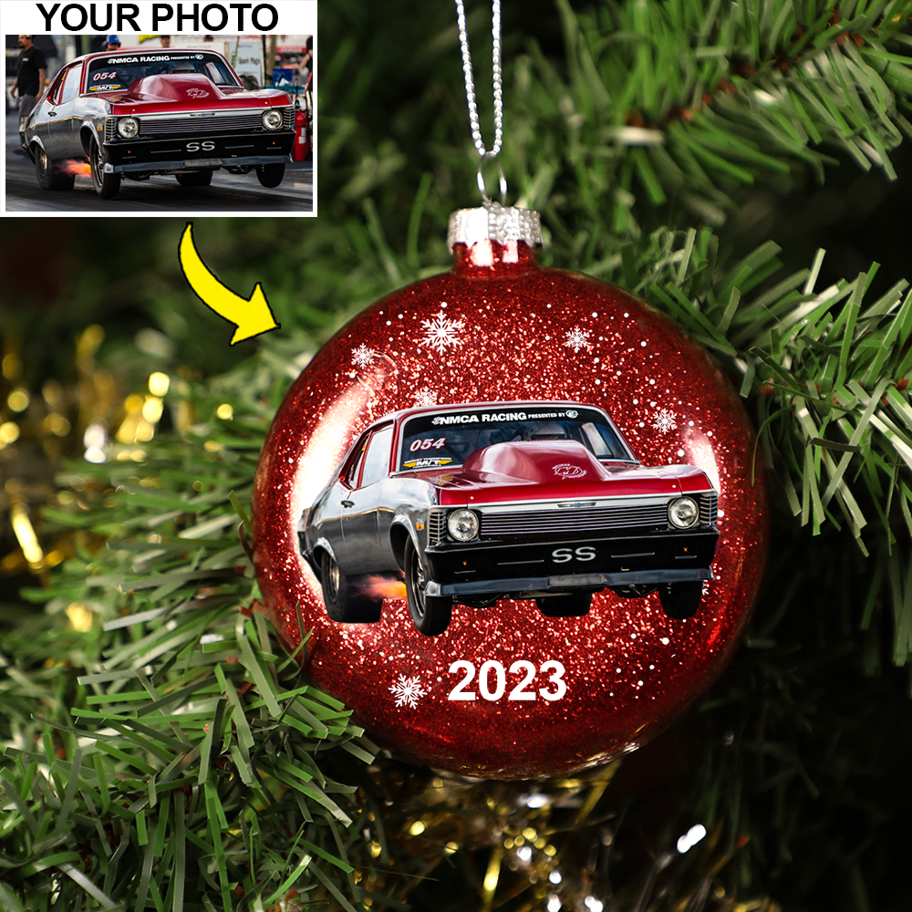 Personalized Photo Drag Racing Lovers Glitter Plastic Ornament, Drag ...