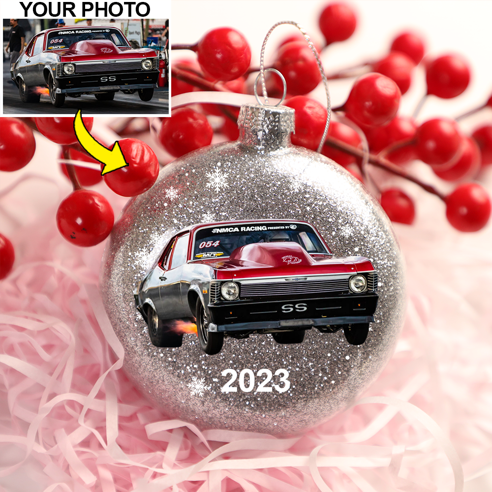 Personalized Photo Drag Racing Lovers Glitter Plastic Ornament, Drag ...