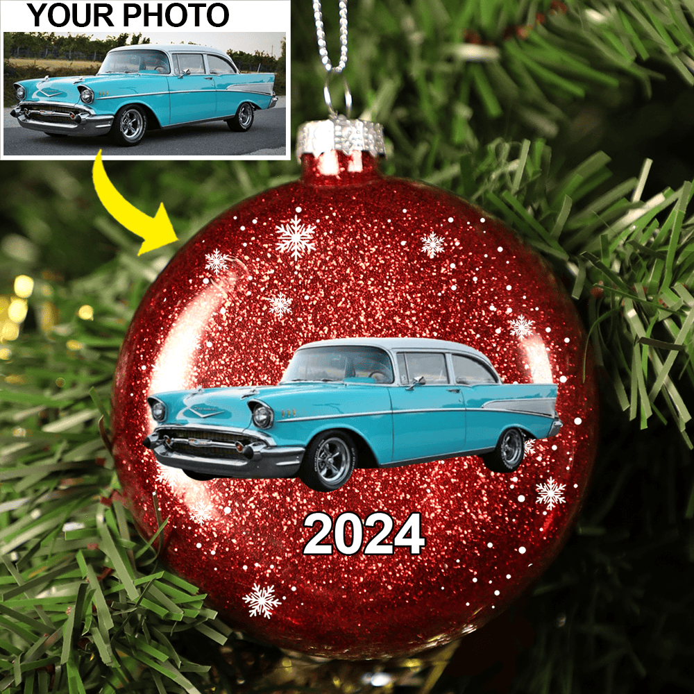 Personalized Photo Car Lovers Glitter Plastic Ornament, Classic Car ...