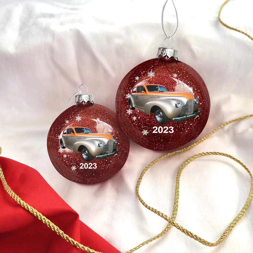 Personalized Photo Hot Rod Lovers Glitter Plastic Ornament, Hot Rod ...