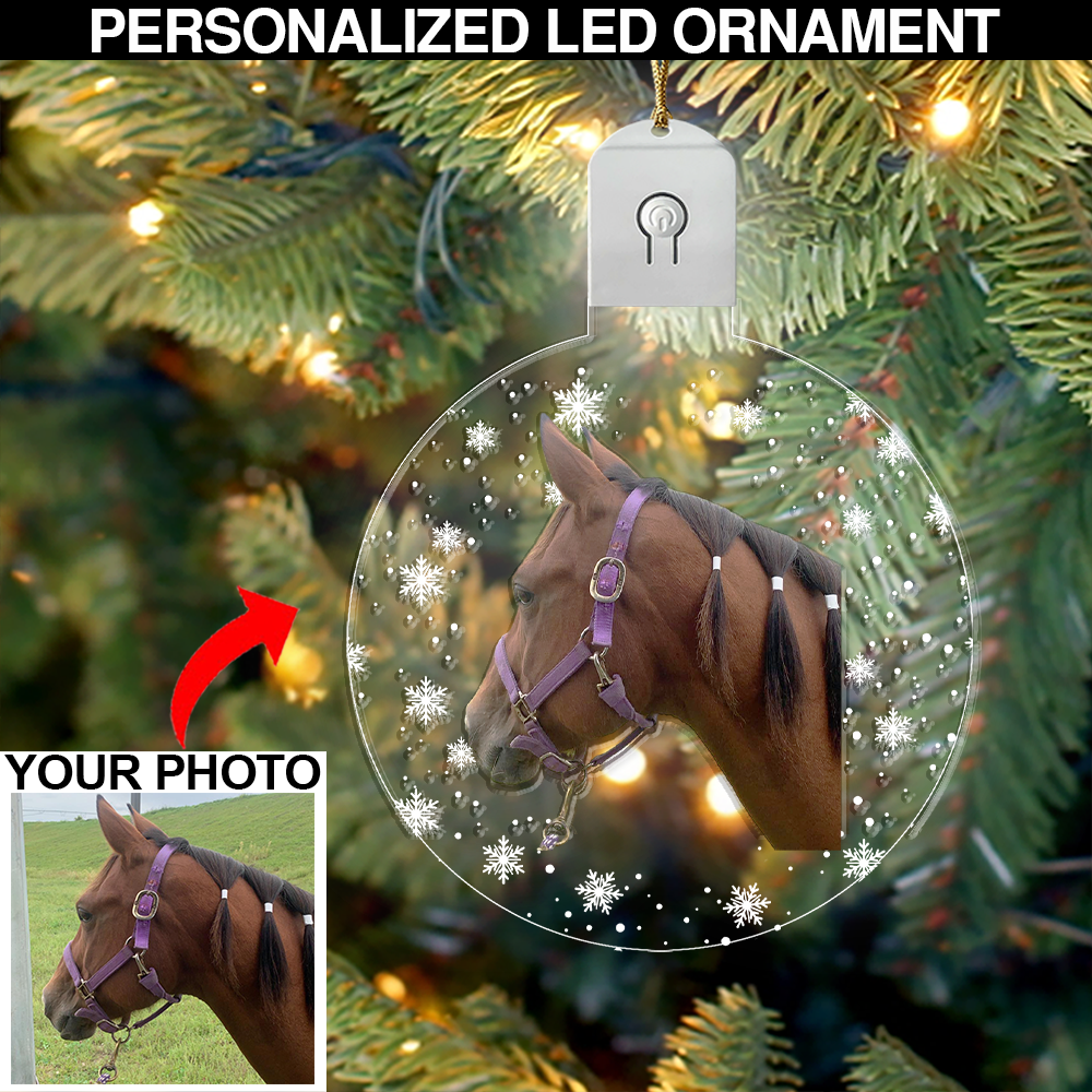 Personalized Photo Horse Lovers Led Ornament, Horse Christmas tree ...