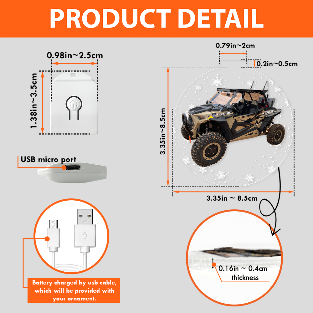 Personalized Photo Side by side off-roading Led Ornament, SxS Christmas ...