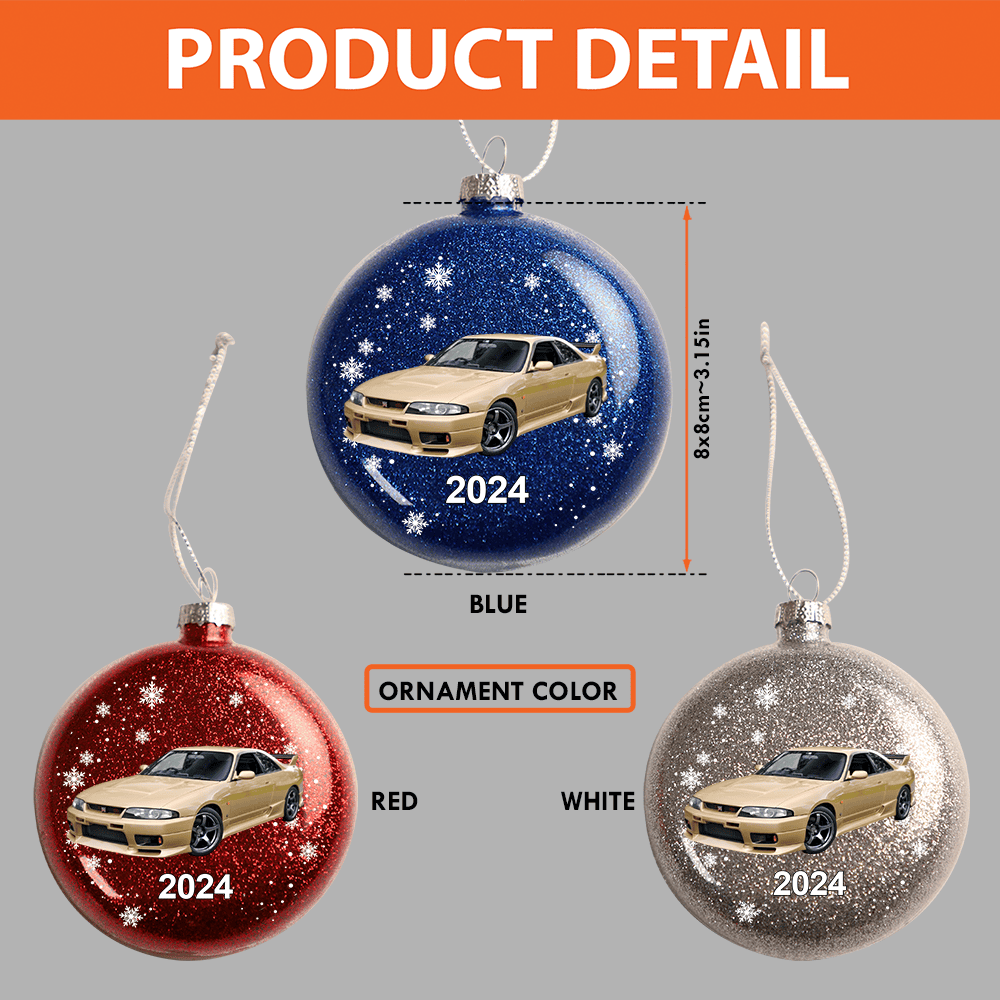 Personalized Photo JDM Car Lovers Glitter Plastic Ornament, Japanese ...