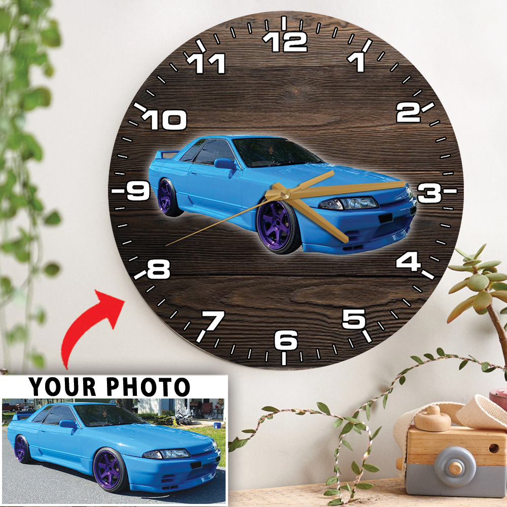 Personalized Photo JDM Car Wall Clock, 12” Wooden, Japanese Car decor ...