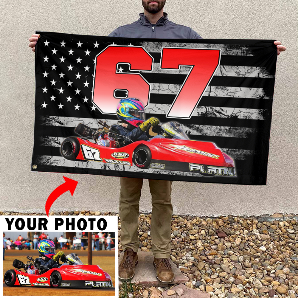 Stock Car Racing Custom Photo & Number American House Flag (AME-BK311 ...