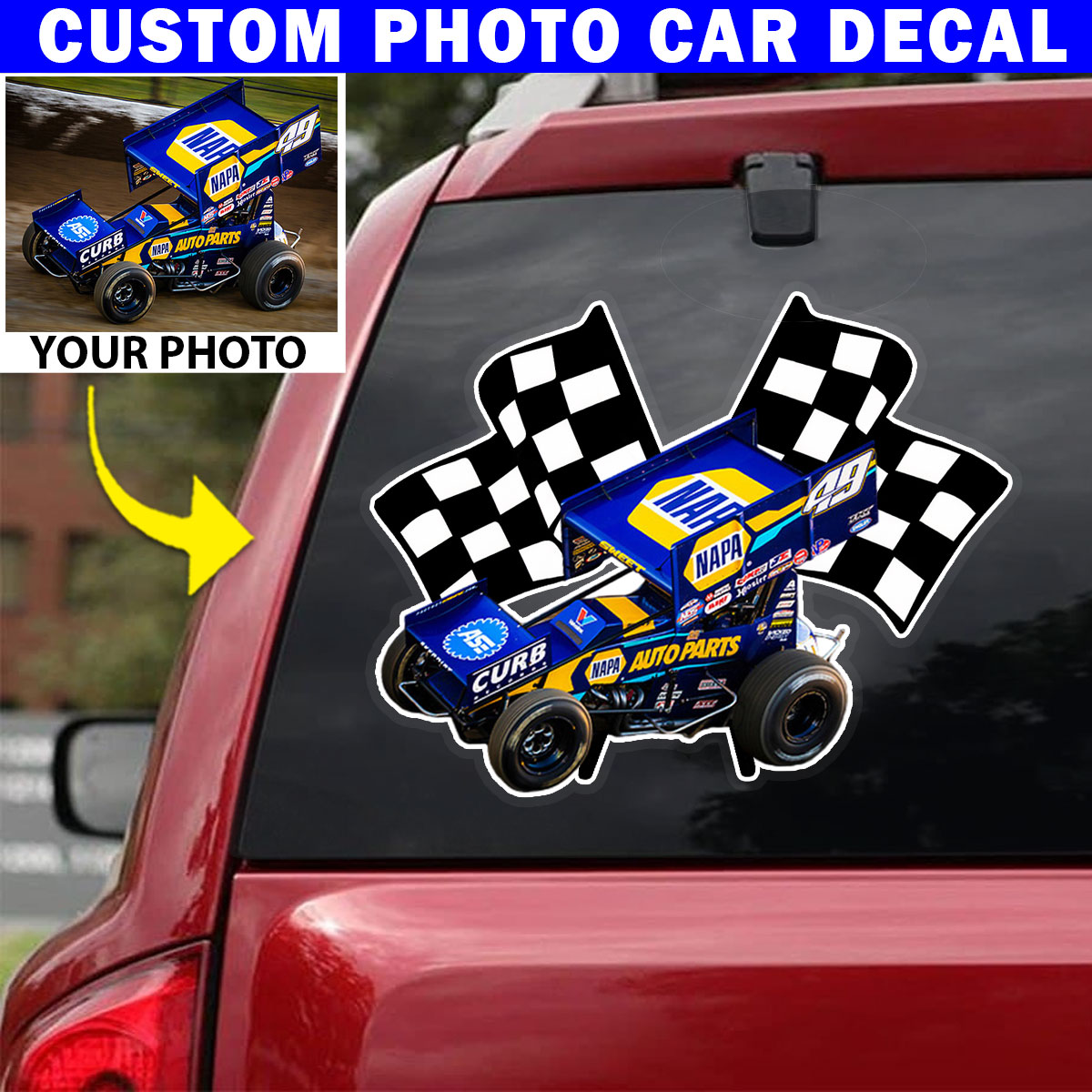 Dirt Track Racing Personalized Transparent Vinyl Car Decal (Racingmeta ...