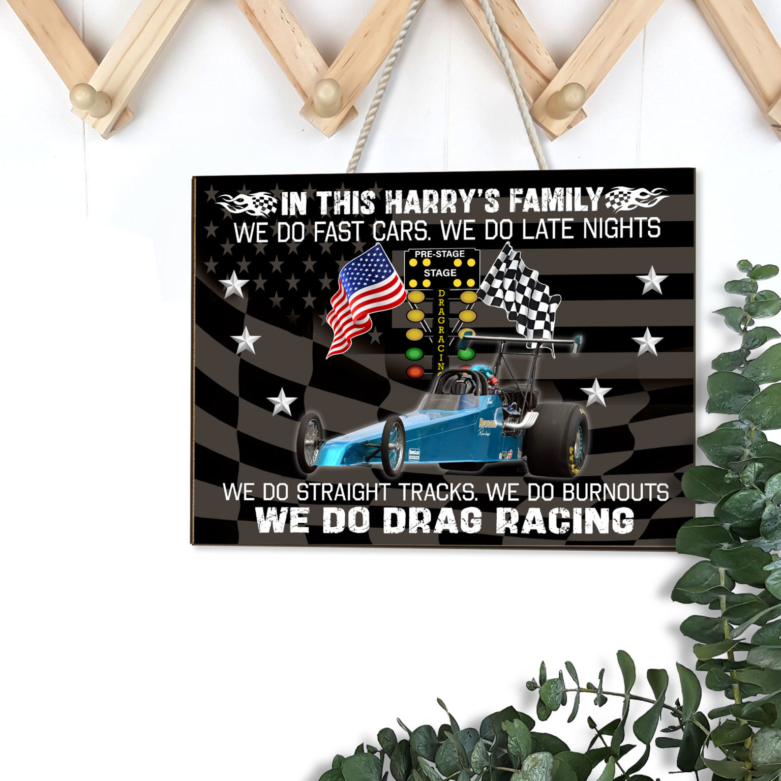 Drag Racing Personalized Photo and Name Wooden Hanging Sign (BK416 ...