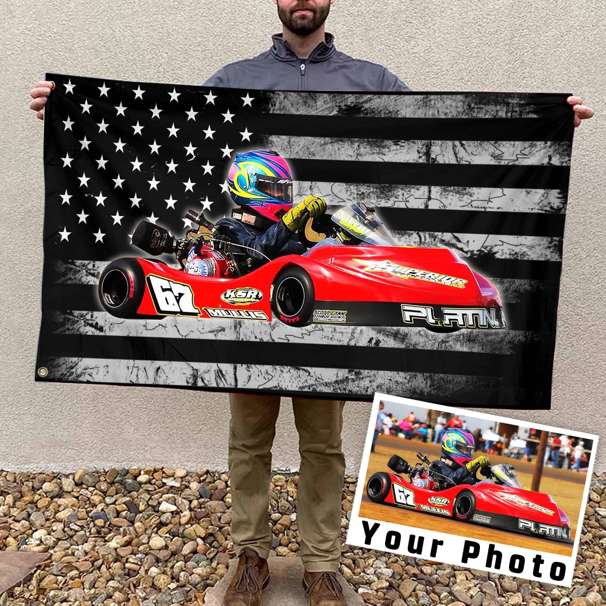 Personalized Photo Dirt Track Racing American Flag – Kool-Kool