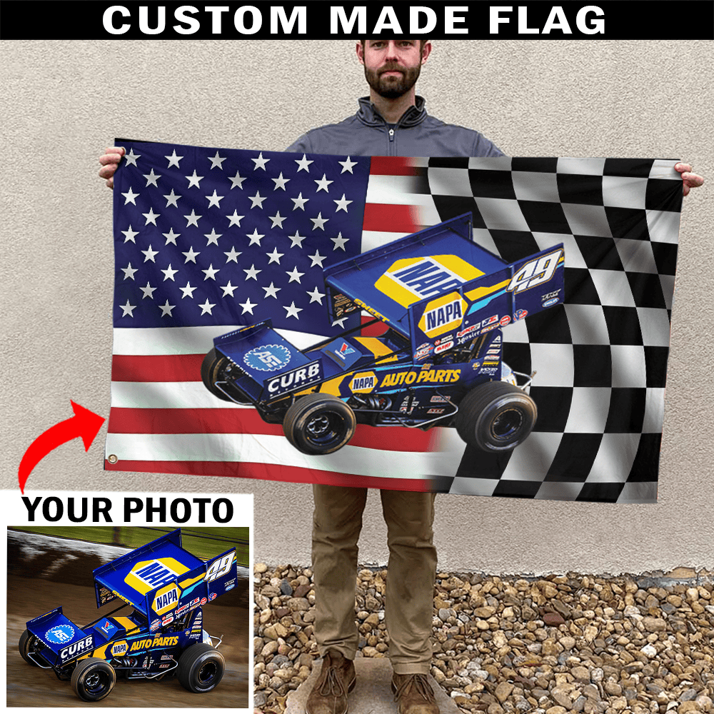 Dirt Track Racing Custom Photo Checkered Flag, Dirt track racing ...