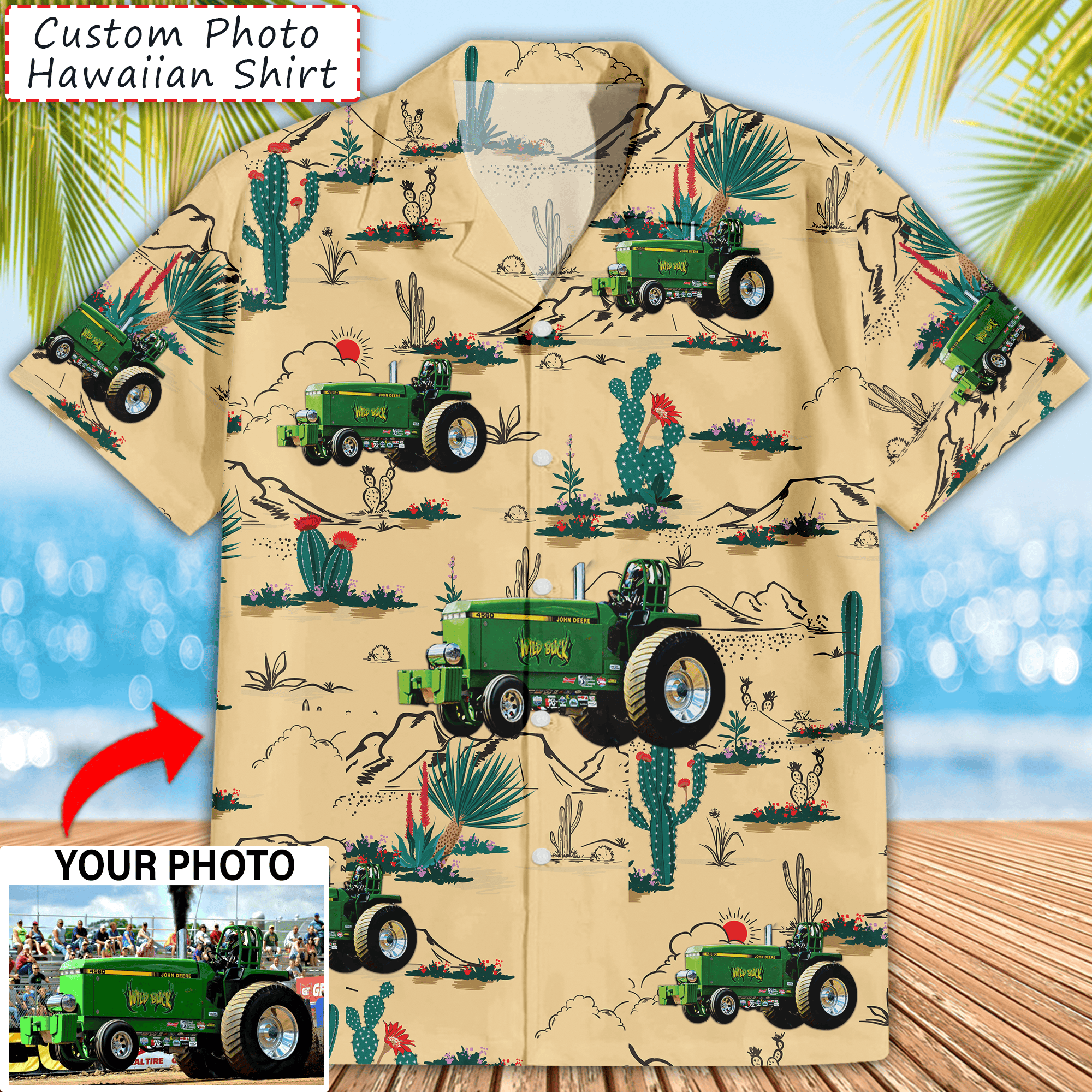 Tractor Pulling Personalized Hawaiian Shirt, custom photo Tractor ...