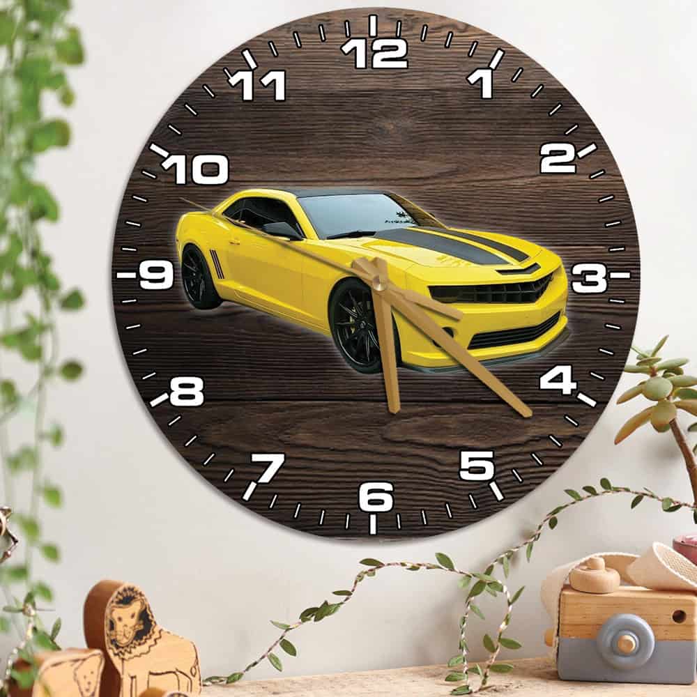 Personalized Photo Chevy Wooden Wall Clock, Custom Photo Camaro Garage ...