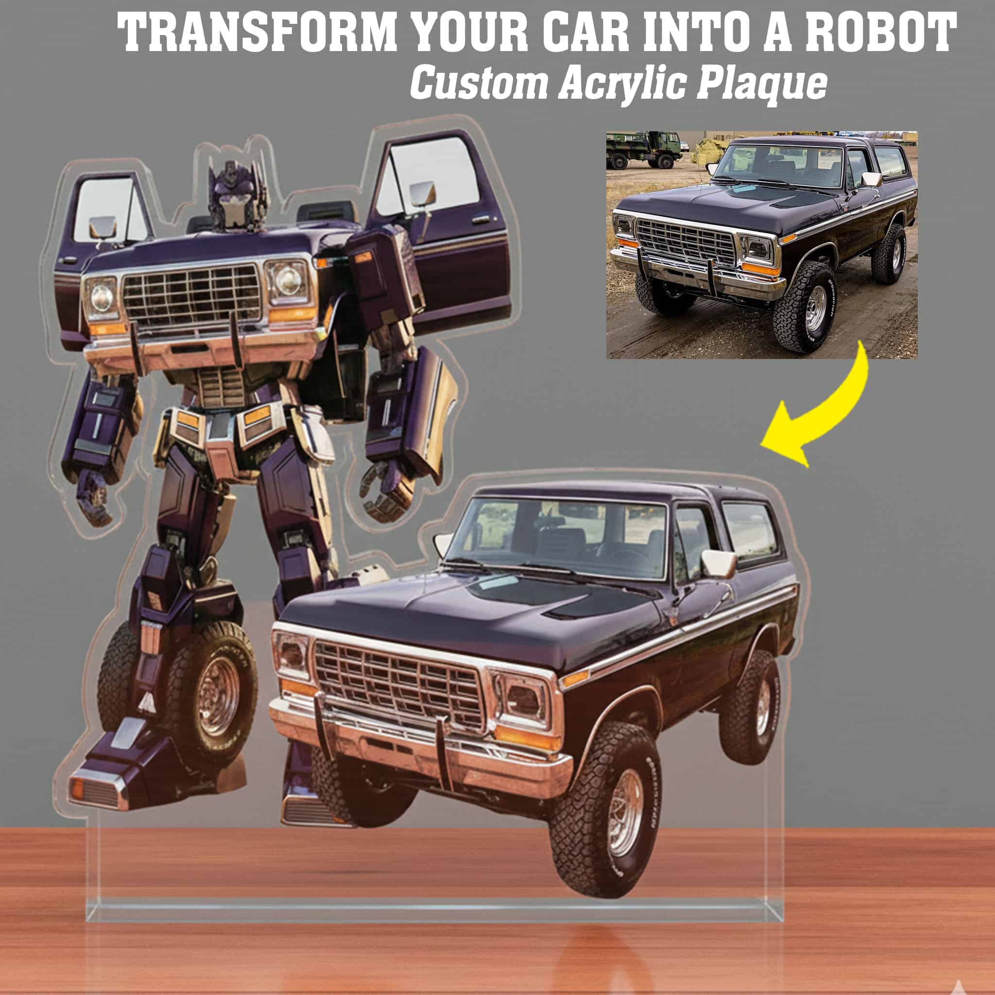 Personalized Muscle Car Corvette Acrylic Plaque Robot Transform Photo ...