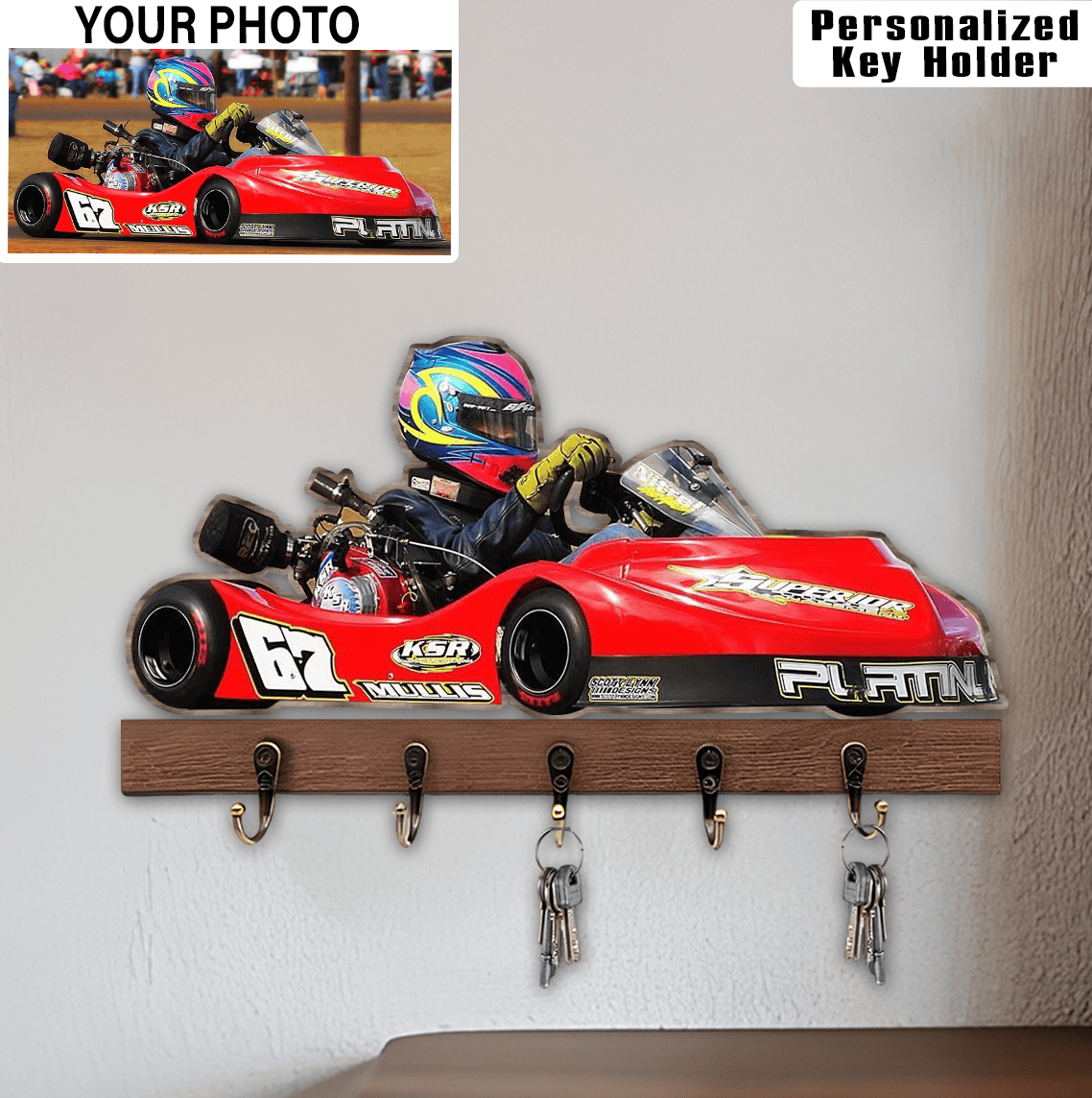 Personalized Dirt Track Racing Custom Photo Wooden Key Holder, Funny ...